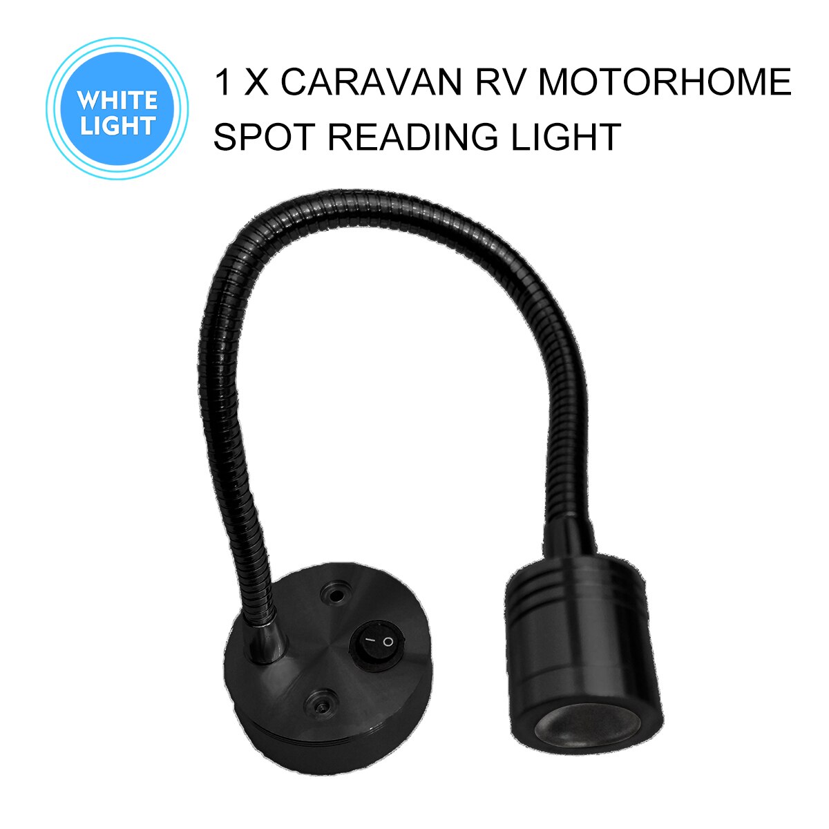 RV Camper 100LM White LED Reading Light Switch 12V 1W Spotlight ...