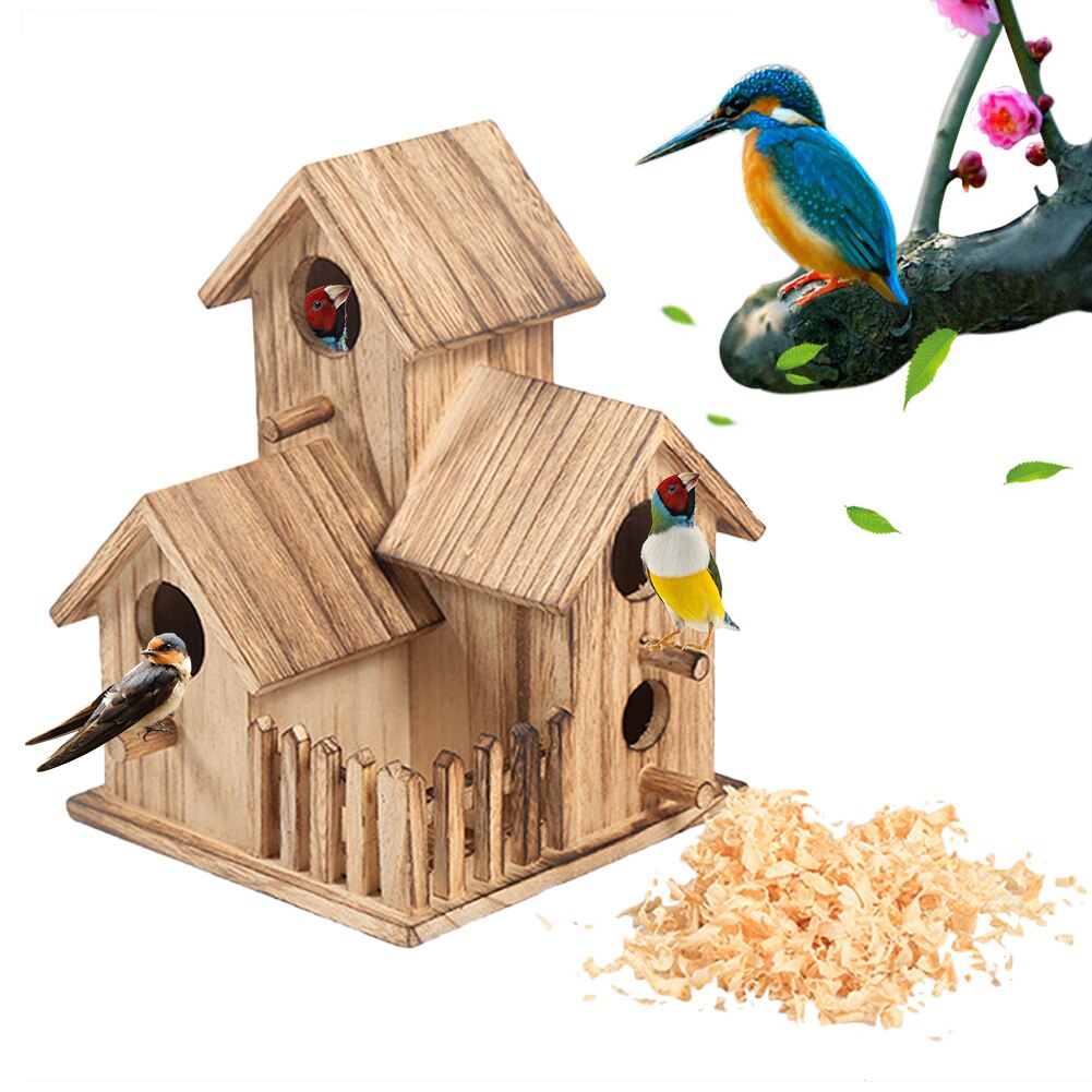 Wooden Bird House Breeding Cage Box Feeding Nest G... – Grandado