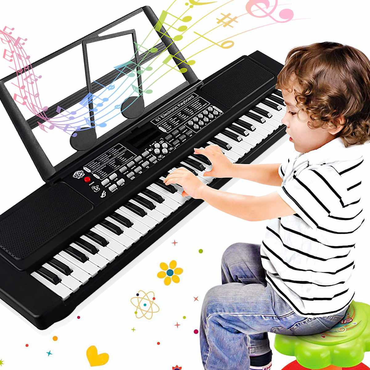 Black/White 61 Key Digital Music Electronic Keyboa... – Grandado