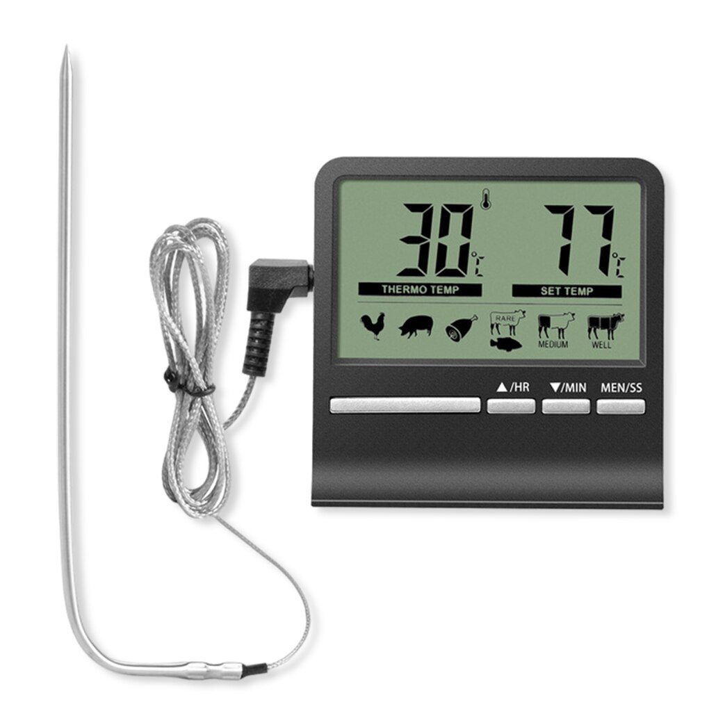 Food Thermometer Stainless Steel Probe LCD Digital... – Grandado