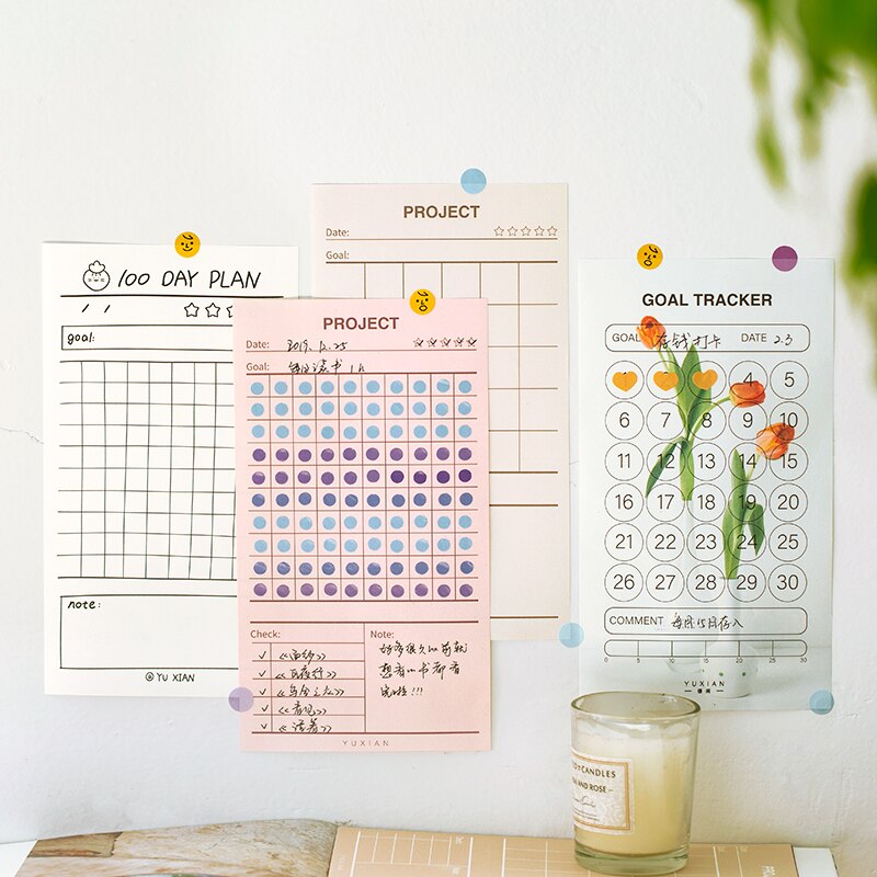 8 Sheets /Pack 30 100 Days Goal Tracker Challenge ... – Grandado