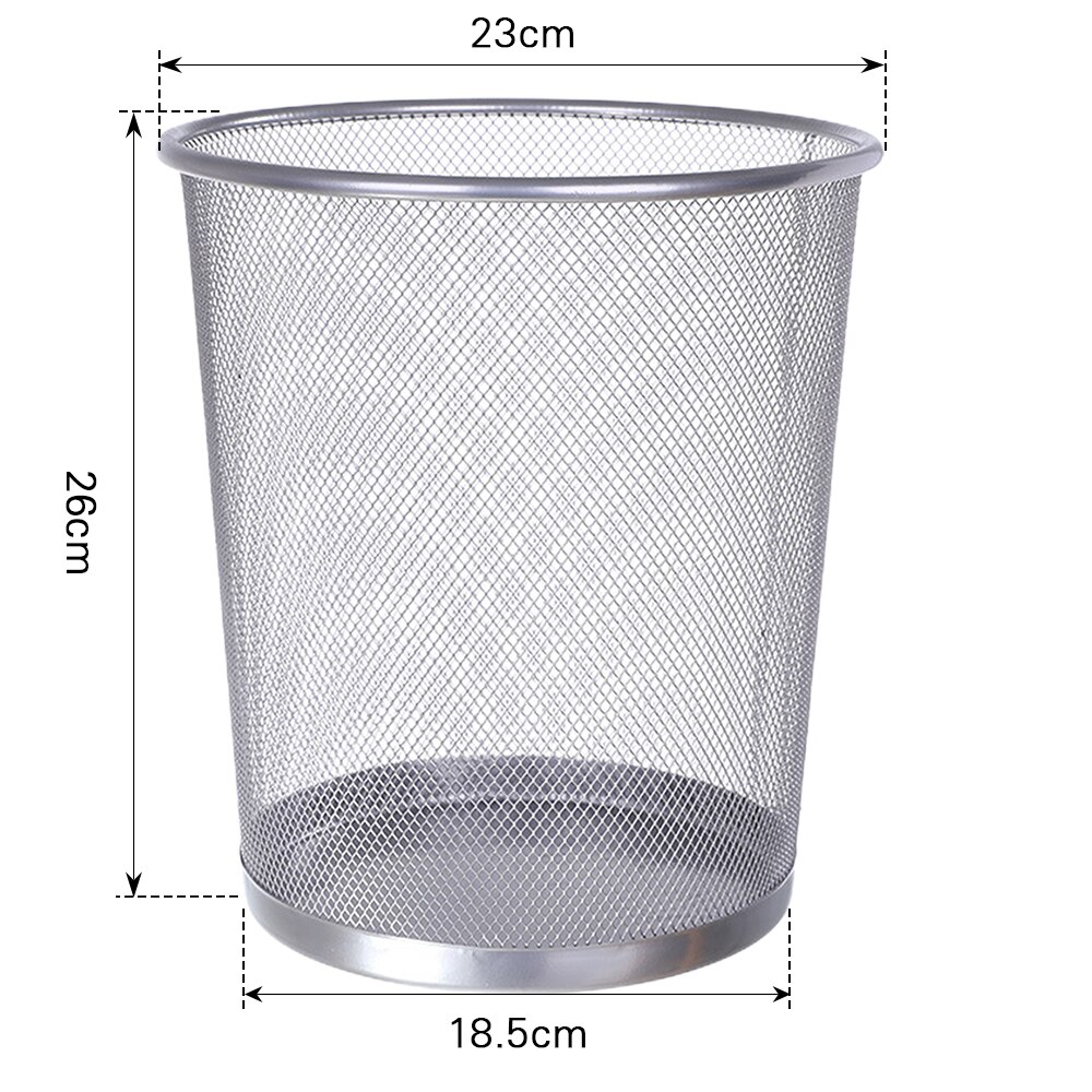 Black/Silver Metal Mesh Paper Trash Can Simple Dus... – Vicedeal
