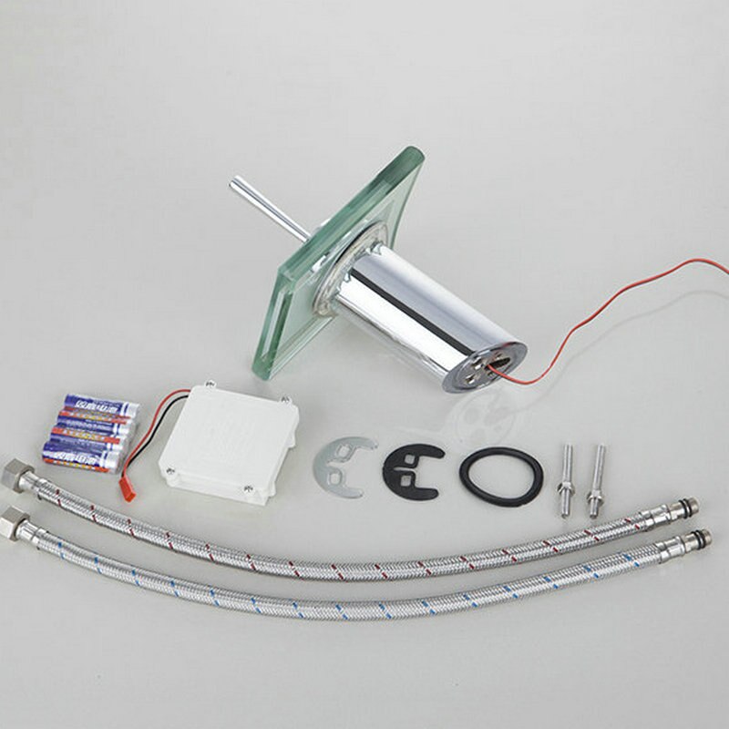 YANKSMART LED Chrome Bad quadrat glas Hähne Mische... – Vicedeal