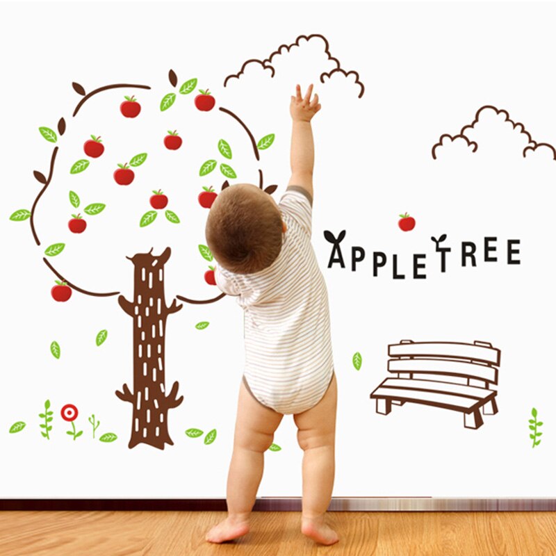 Cute Apple tree Wall Sticker for kids baby room li... – Grandado