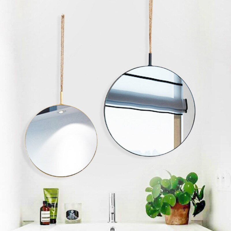 Nordic Metal Bathroom Mirror Round Wall Mount Mirr... – Grandado