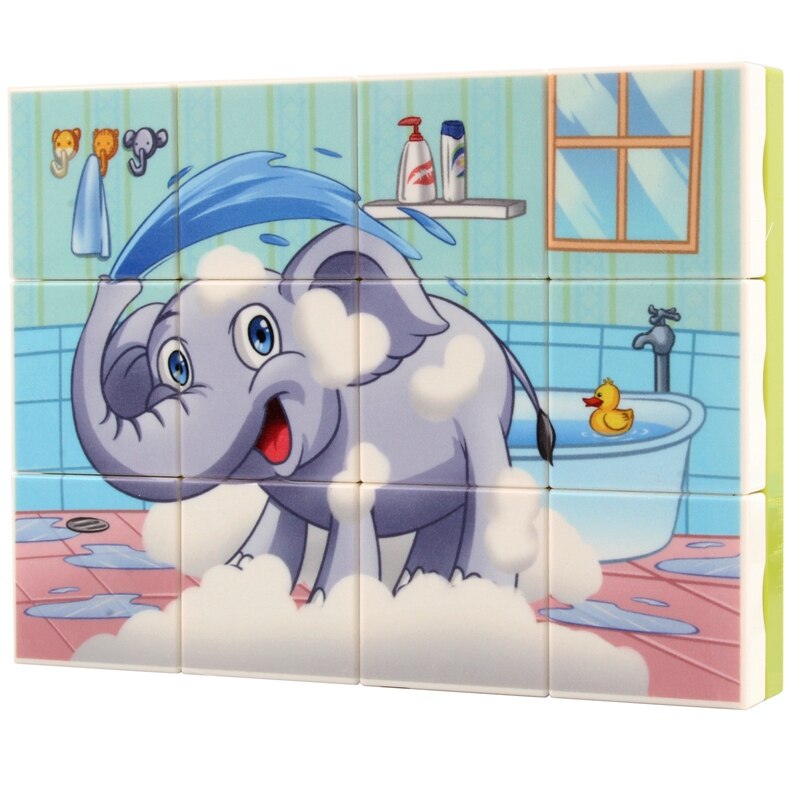 12Pcs 3D Jigsaw Cubes Puzzlesd Dier Plastic Bouwst... – Vicedeal