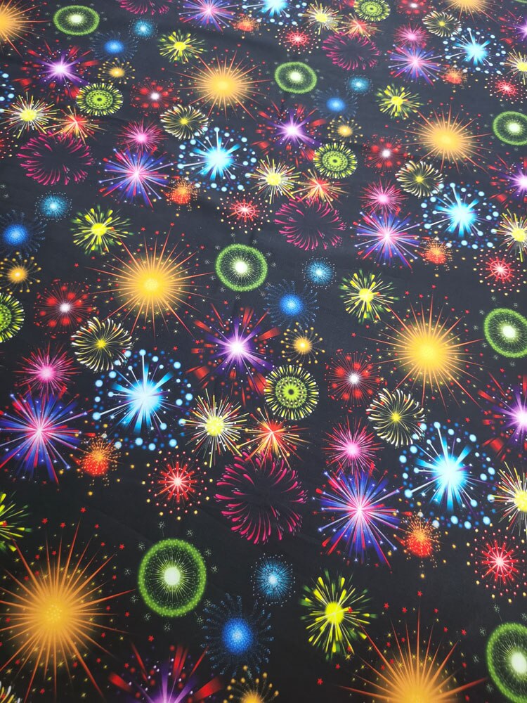 gorgeous Fireworks at Night Thrilled Cotton fabric... – Grandado