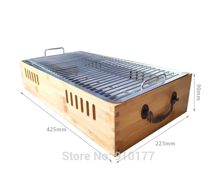 Portable bamboo box charcoal bbq grills commercial... – Grandado