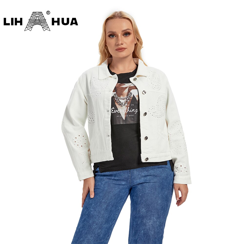 LIH HUA Dames Plus Size Denim Jas Vrouwen Casual H... – Vicedeal