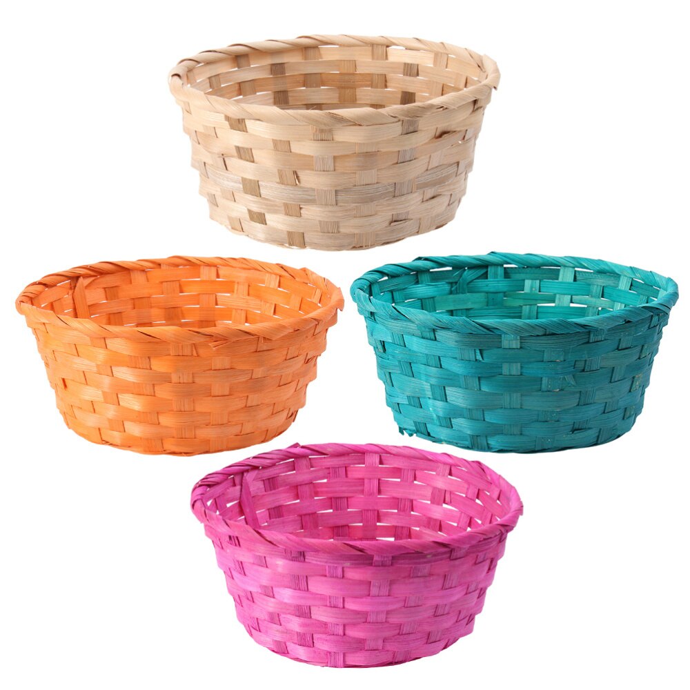 1 Set 4 Pcs Bamboo Baskets Colorful Easter Egg Bas... – Grandado