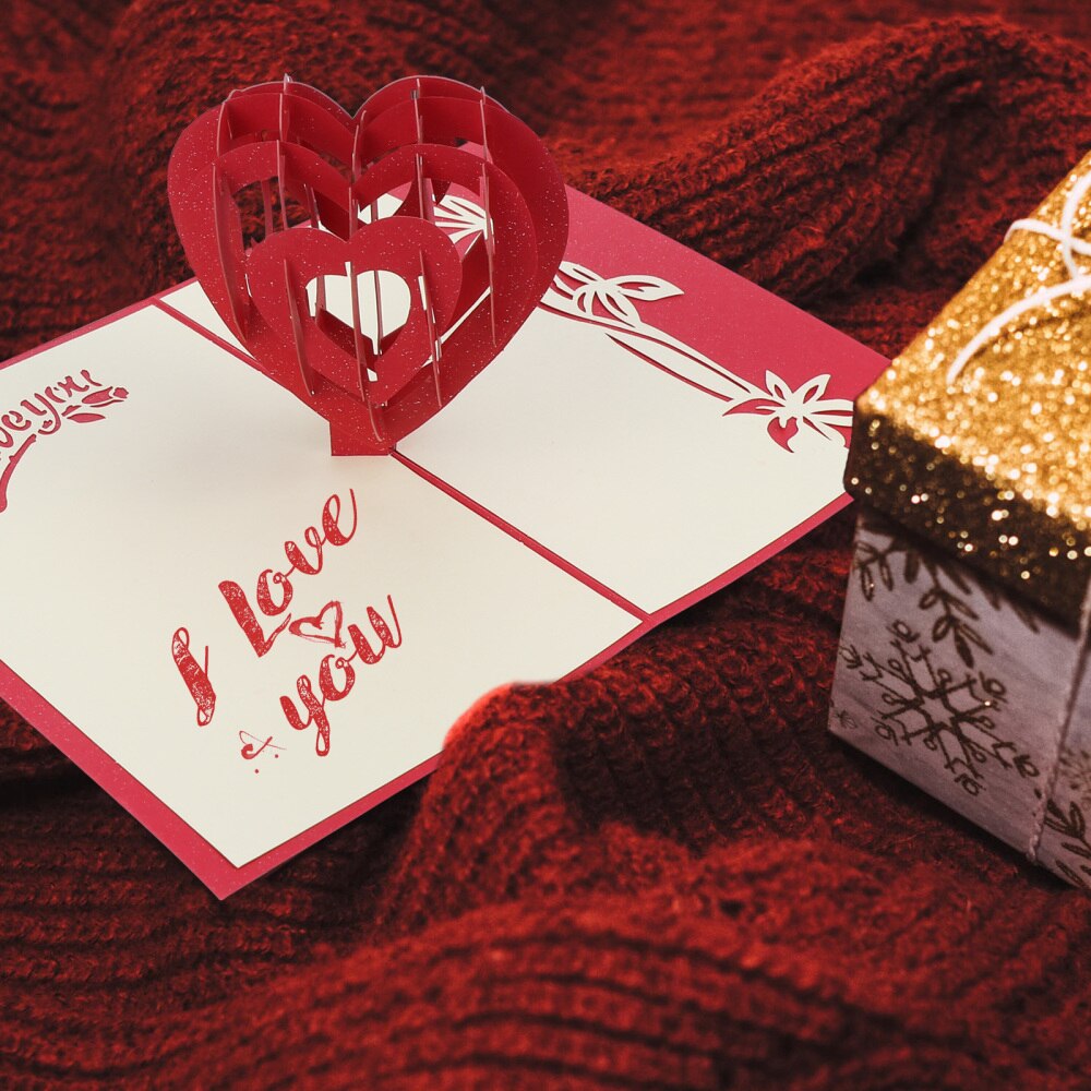 2pcs Lover's Day Greeting Cards Romantic 3D Heart ... – Vicedeal