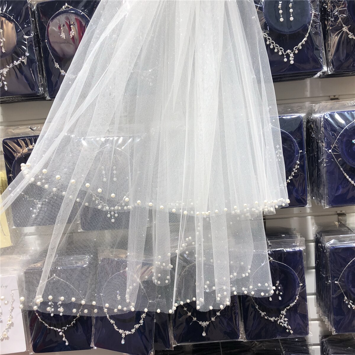 Two-Layer Short Wedding Veil Bling Bling White Vei... – Grandado