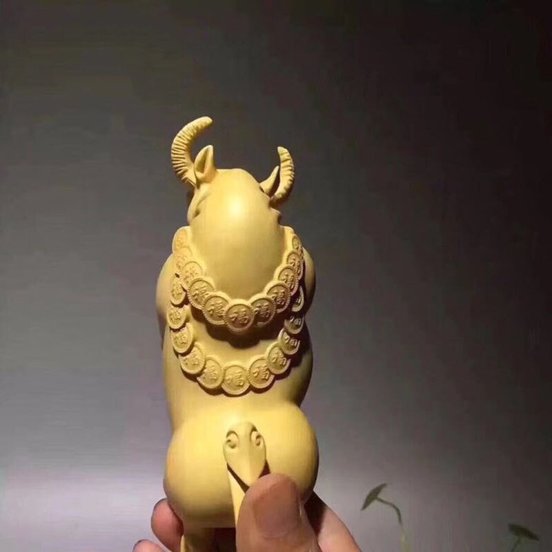 Fortune Bull Handmade Statue Solid wood modern art... – Grandado