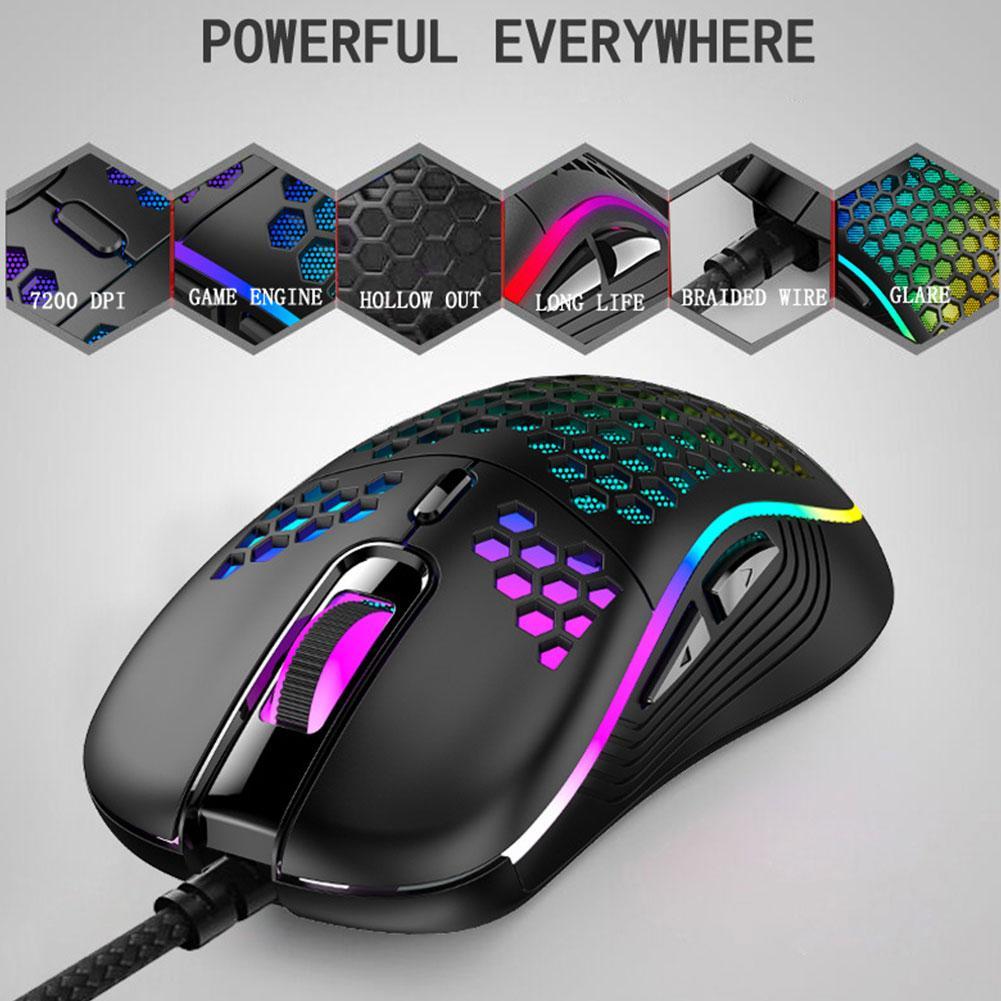 D011 Lightweight RGB Gaming Mouse 7200DPI Honeycom... – Grandado