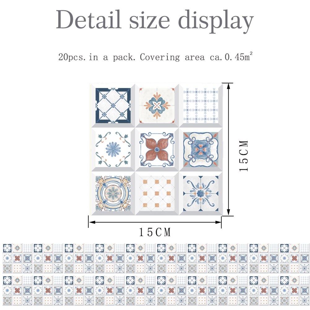 20pcs/set Retro Pattern Floor Tiles Wall Stickers ... – Grandado