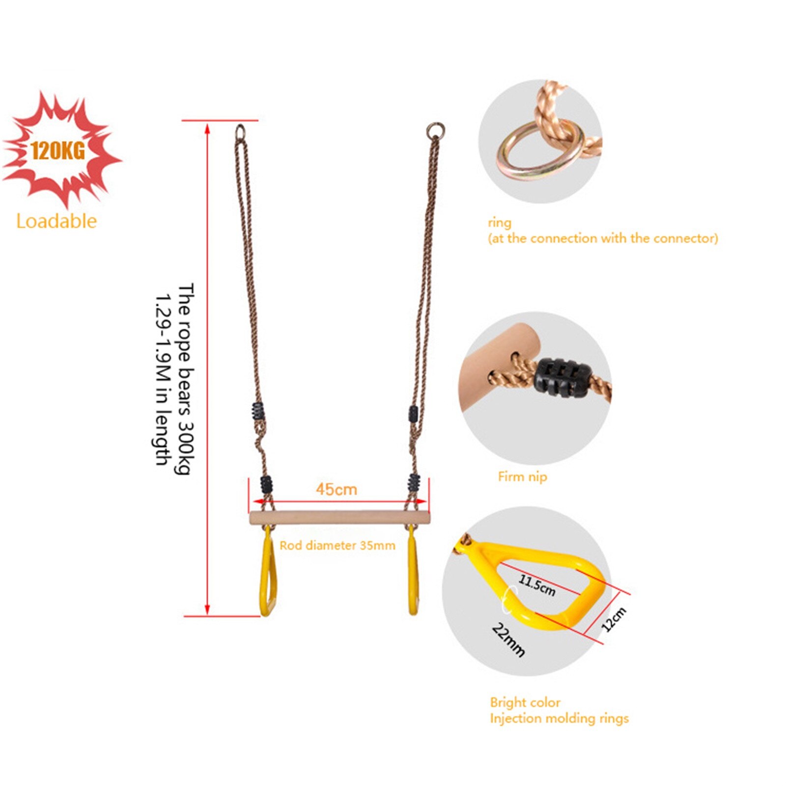 Verstelbare Touw Houten Platte Schommel Volwassen ... – Vicedeal