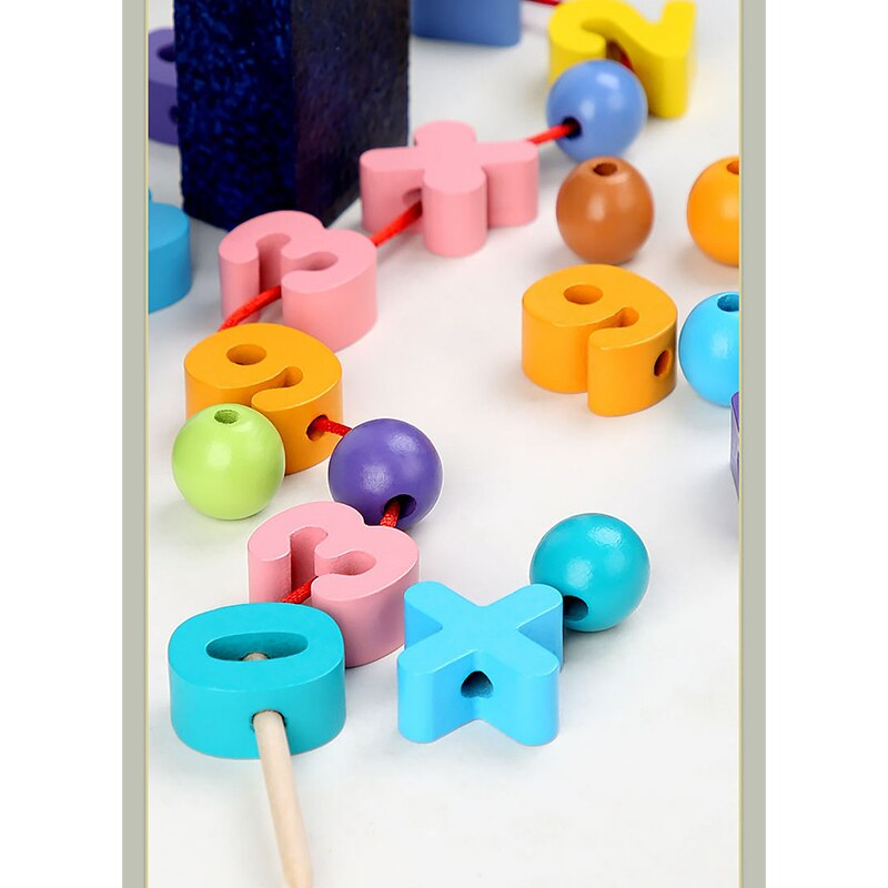 DIY Wooden Number Letter Block Stringing Beaded To... – Grandado