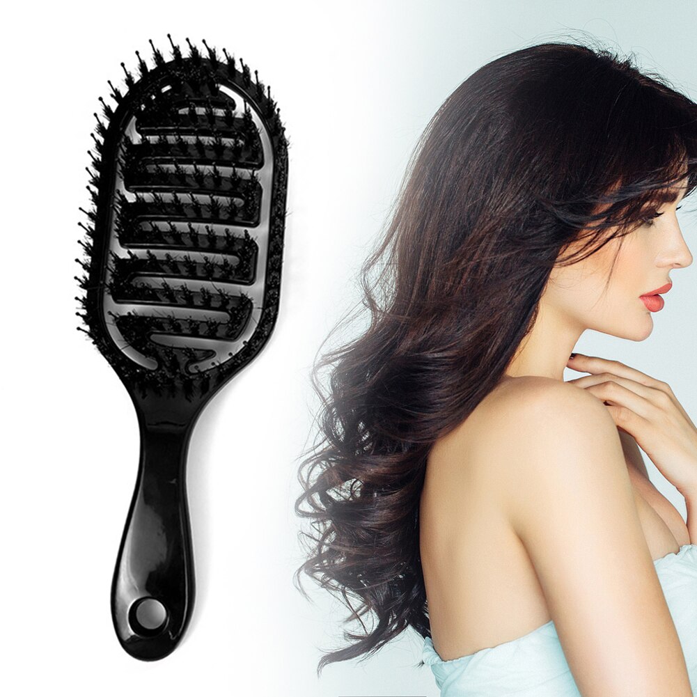 Boar Bristles Big Bend Fluffy Styling Comb Massage... – Vicedeal