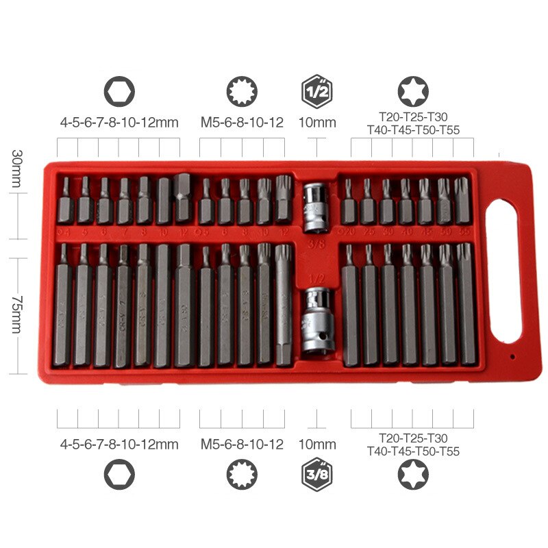 LAMEZIA 40pcs/set Carbon Steel Batch Head Kit Star... – Grandado