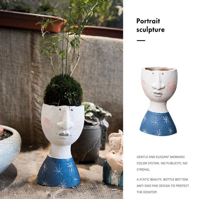 2pcs Vintage Art Portrait Sculpture Flower Pot Res... – Grandado