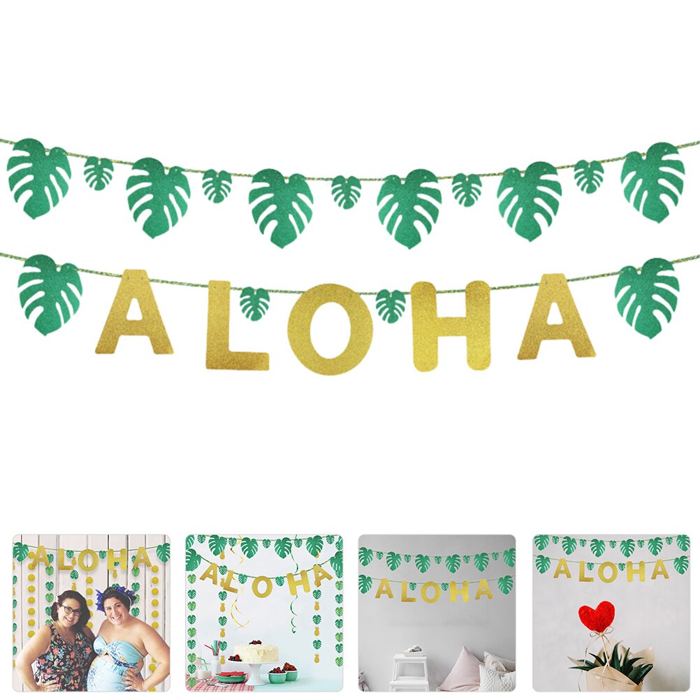 2 Sets Aloha Party Banner Safe Fine Simulation Pal... – Vicedeal