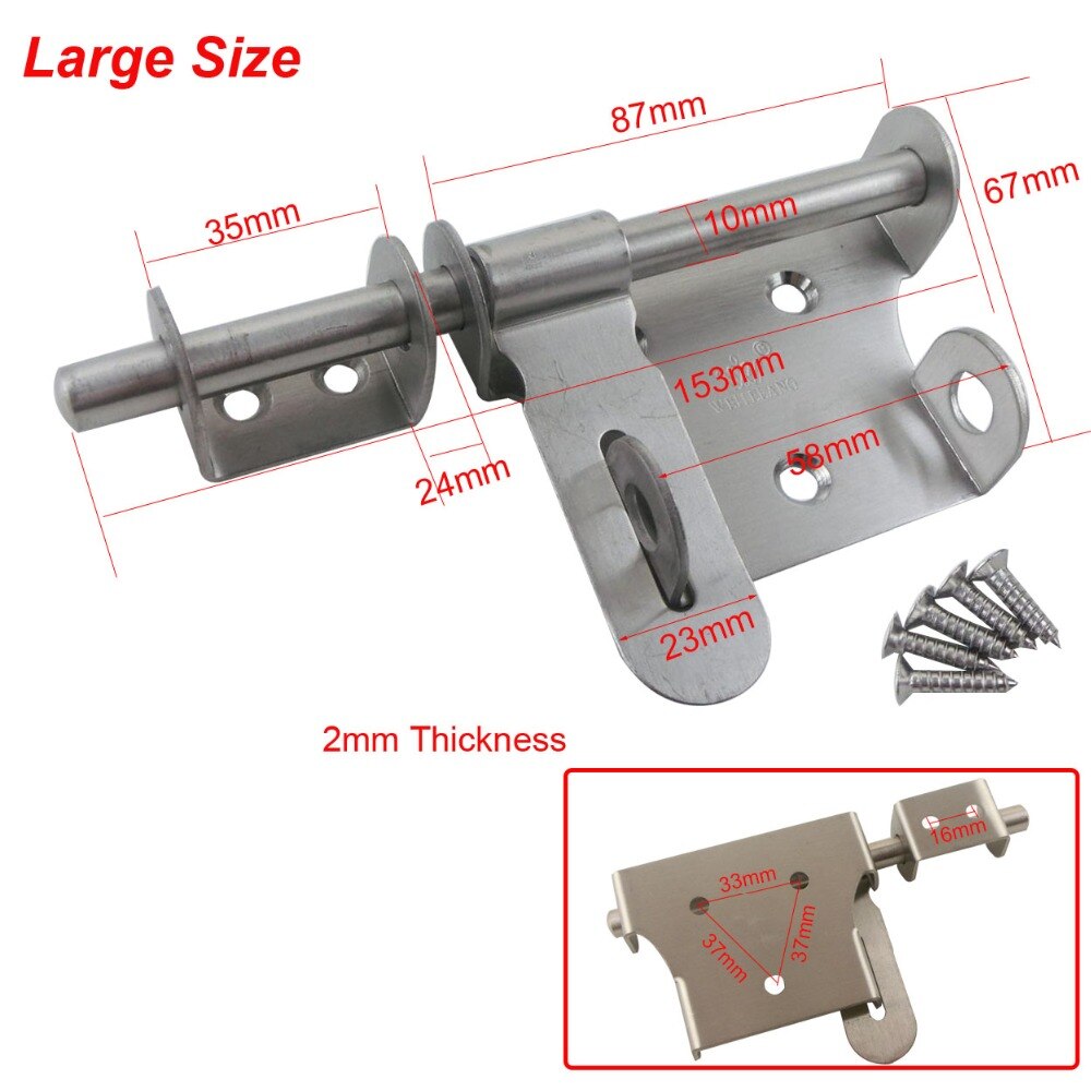 153mm Length Stainless Steel Security Door Bolt Ga... – Grandado