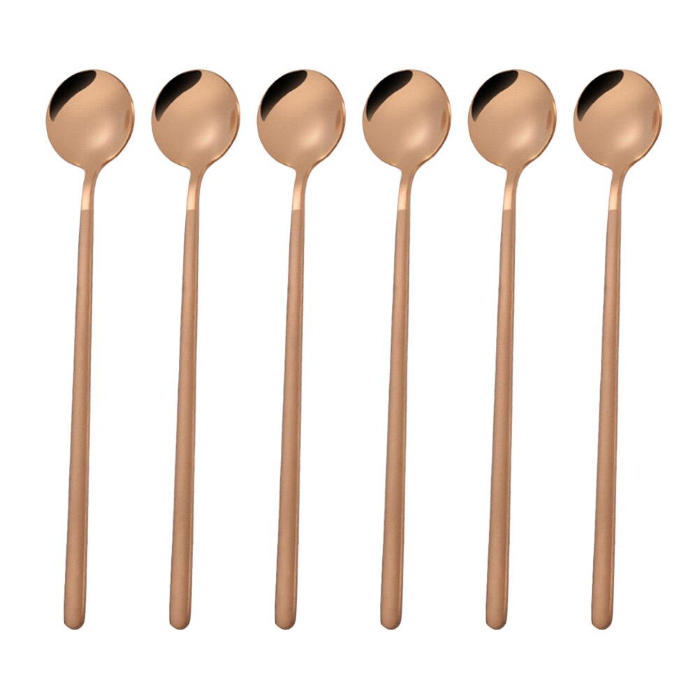 6 Pcs 13CM Spoons Round Long Handle Stainless Stee... – Vicedeal