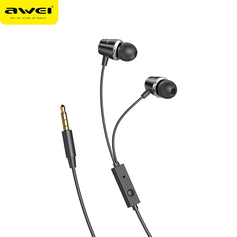 AWEI 3.5mm Wired Headphones With Bass Earbuds Ster... – Vicedeal