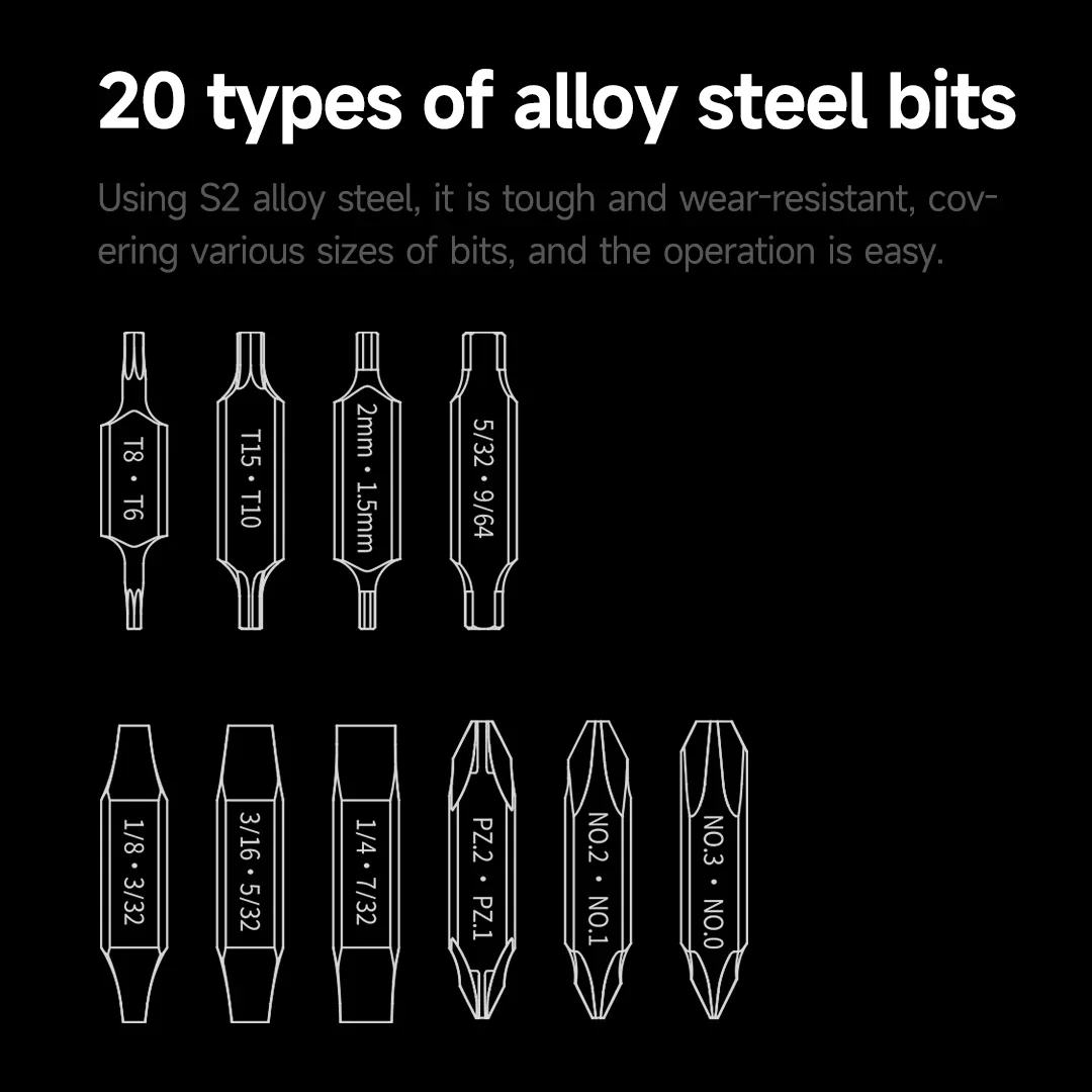 20 In 1 Bits Kit Magnetic Screwdriver Bits Set Onl... – Grandado