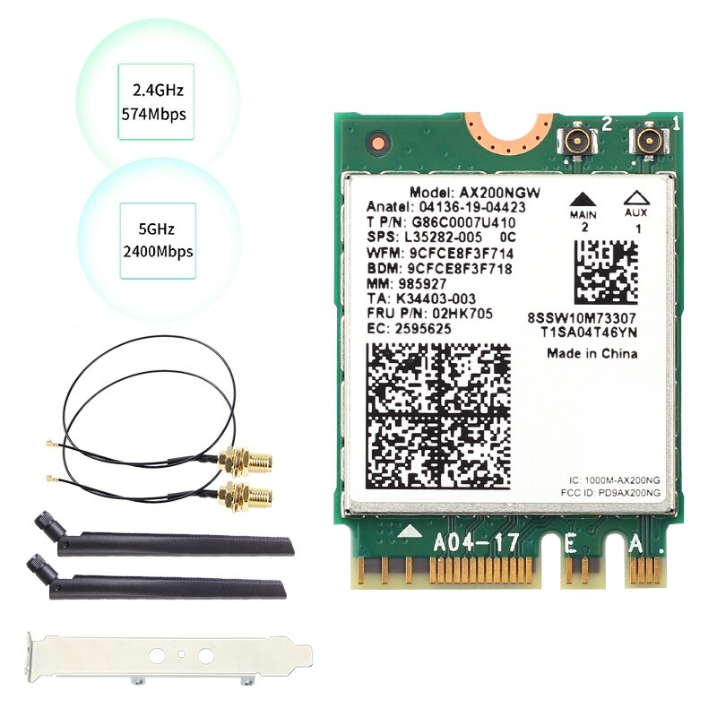 WiFi Adapter AX200NGW WiFi 6 M.2 NGFF 3000Mbps Blu... – Grandado