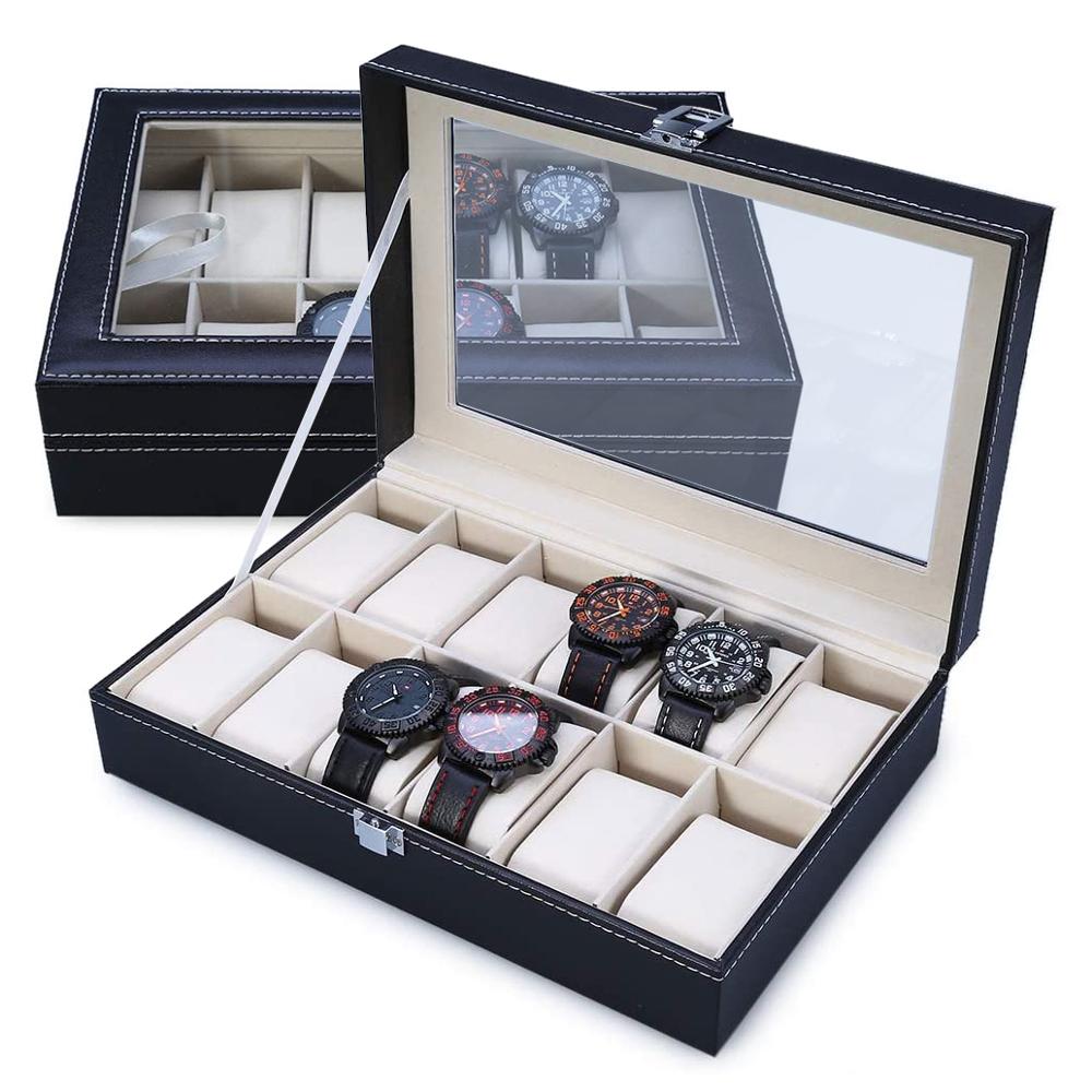 2/3/6/9/10/12 Slot Leather Watch Box Display Case ... – Grandado