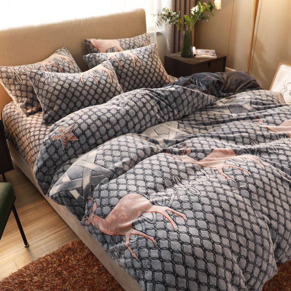 1PC Milk coral Velvet Solid Color Duvet Cover Gray... – Grandado