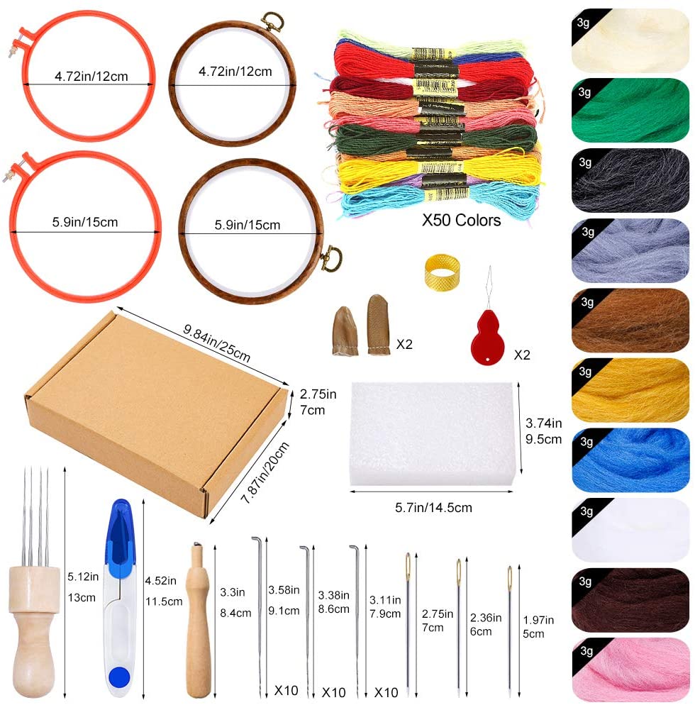 LMDZ DIY Wool Embroidery Kits For Beginners 3D woo... – Grandado