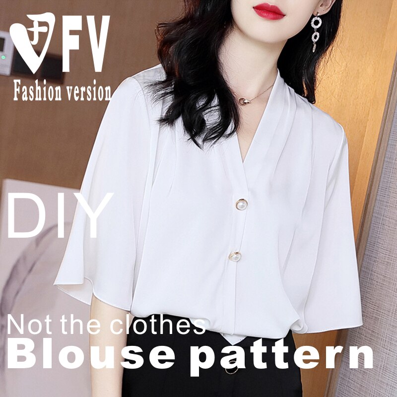 Half-sleeved shirt pattern women's chiffon blouse ... – Grandado