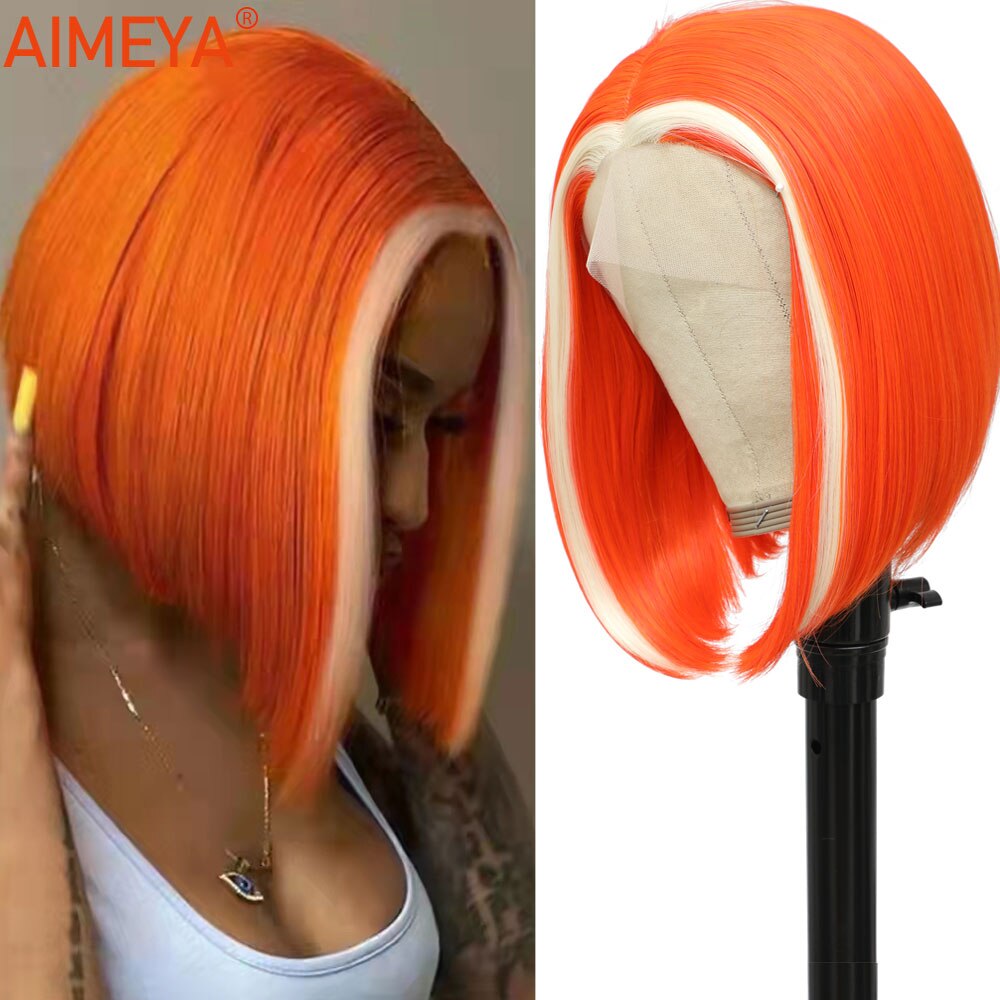Orange Ginger Synthetic Lace Front Wig Short Bob W... – Grandado