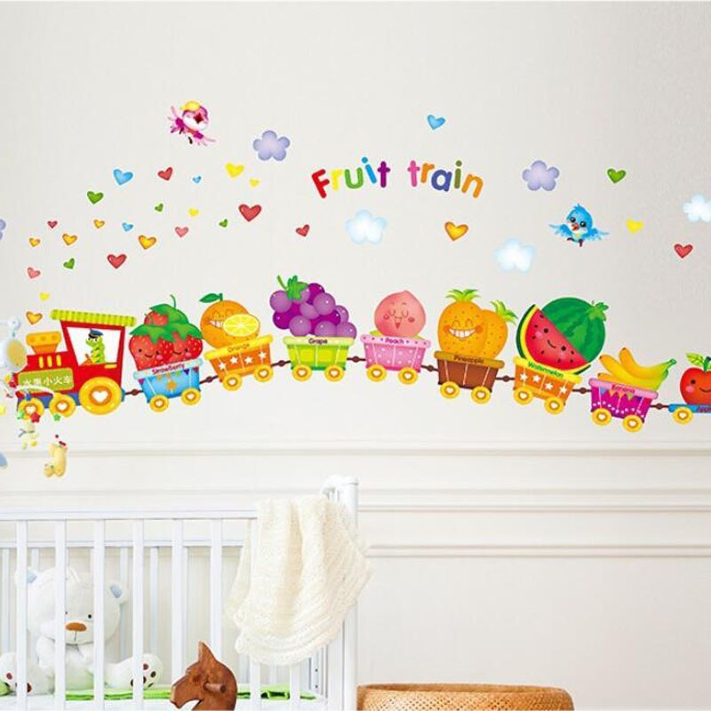 colorful fruit train wall stickers for kids rooms ... – Grandado