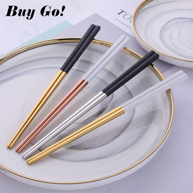 1Pair Luxury 304 Stainless Steel Square Chopsticks... – Grandado
