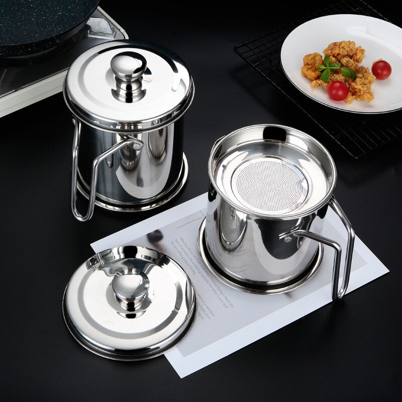 1.3L 43oz Stainless Steel Oil Filter Pot Leakproof... – Vicedeal