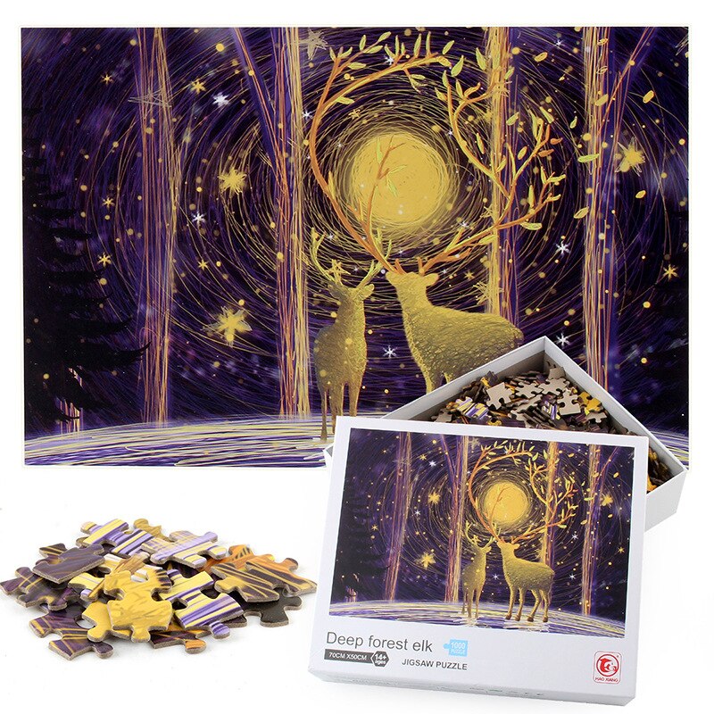 1000 Pieces of Paper Forest Elk Flat Jigsaw Puzzle... – Grandado