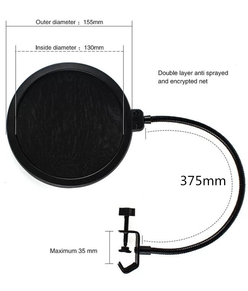 15cm Microphone Pop Filter Double Layer Mic Pop wi... – Grandado