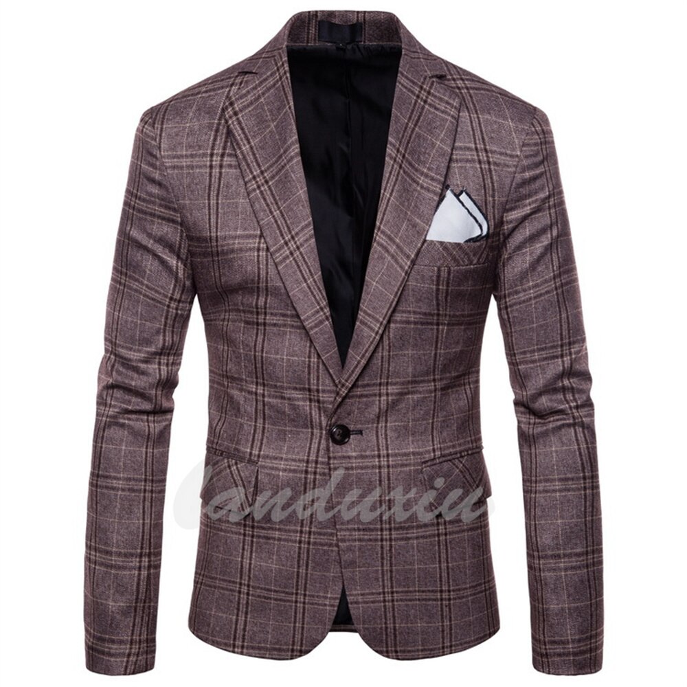 Grijs Plaid Blazer Britse Stijl Heren Pak Bruiloft... – Vicedeal