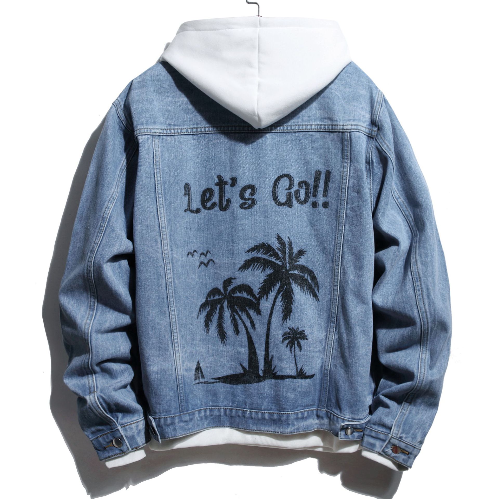 2022 Men's Coconut Palm Print Denim Jacket Str... – Vicedeal