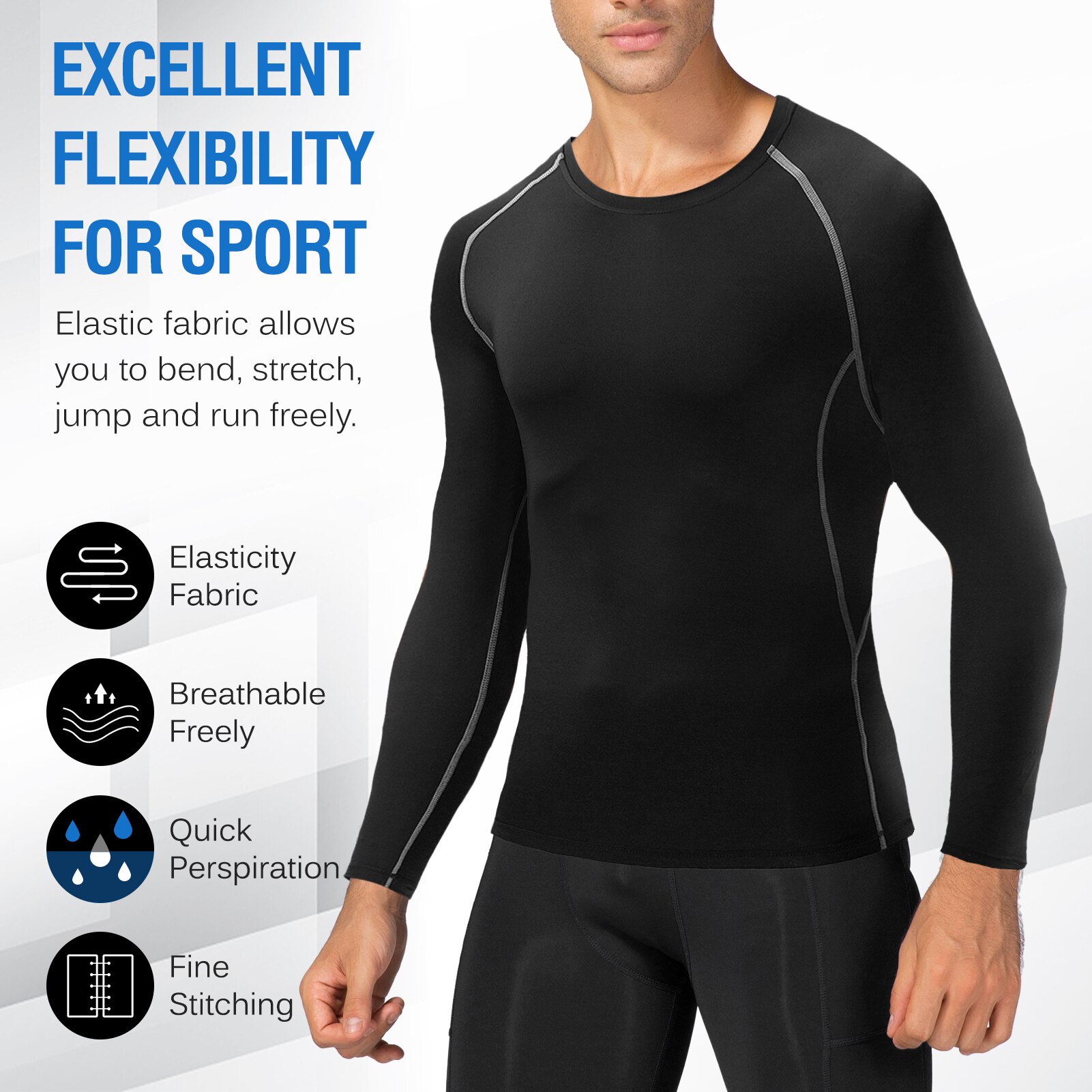 Long sleeve Compression t shirt Running Sport Quic... – Vicedeal