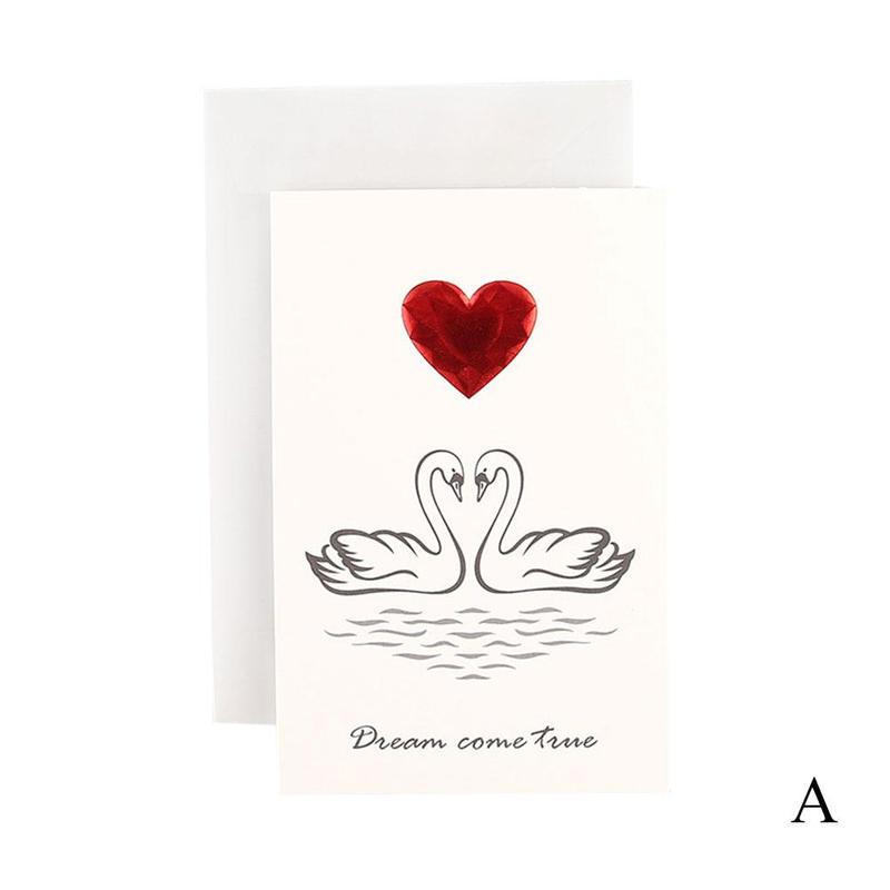 Romantic Swan Hearts Party Cards Birthday Solid Gr... – Vicedeal