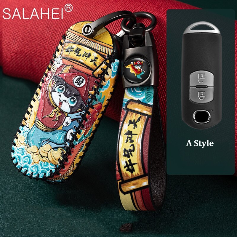 Leather Car Key Case Cover For Mazda 2 Mazda 3 Maz... – Grandado