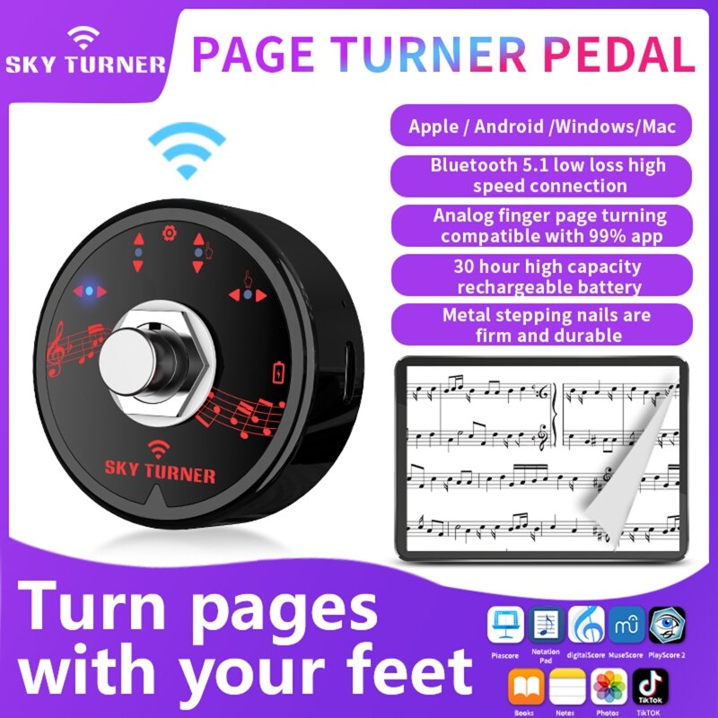 Bluetooth-compatible Pedal Electronic Music Score ... – Vicedeal