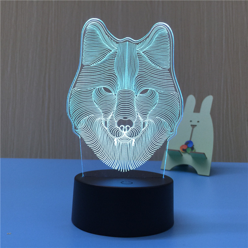 Wolf Hoofd 3D LED Lamp Nachtlampje USB LED Illusio... – Vicedeal
