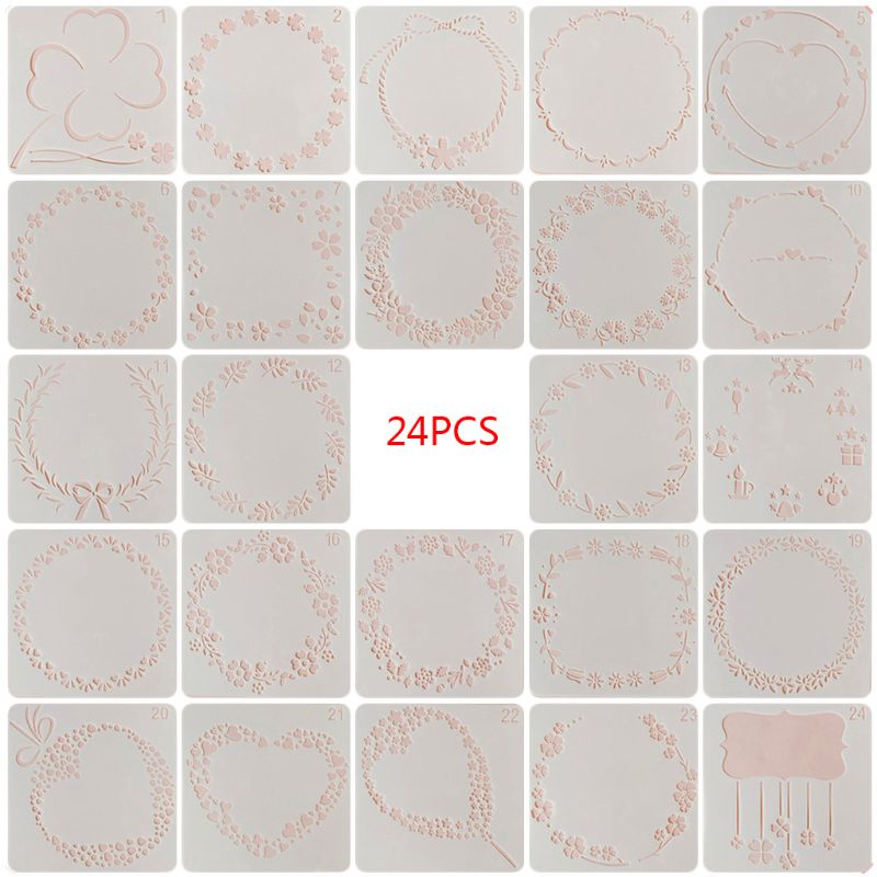 24 Stks/set Bloem Krans Tekening Sjabloon Heerser ... – Vicedeal