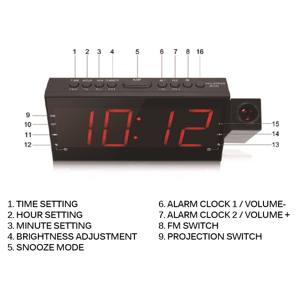 Digital Wecker Projektion Uhr Mit Zeit LCD Anzeige... – Grandado