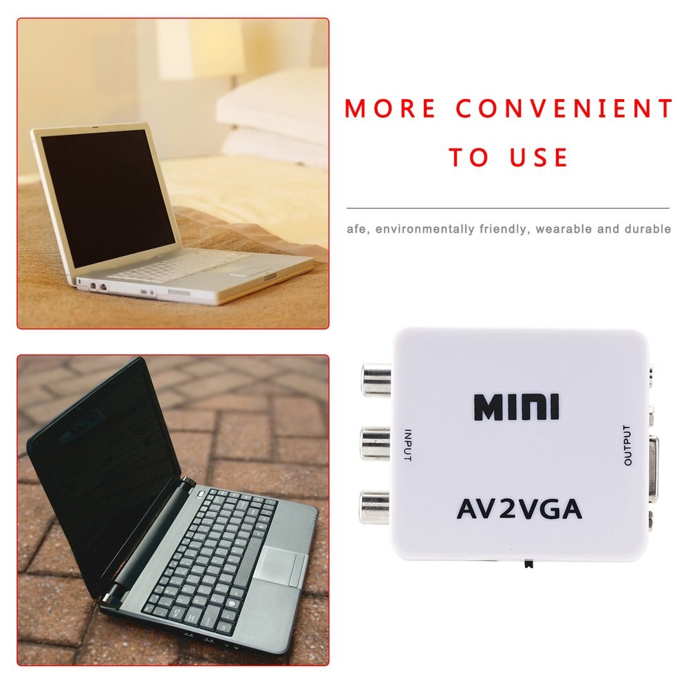 Mini HD AV2VGA Video Konverter converter mit 3,5mm... – Vicedeal